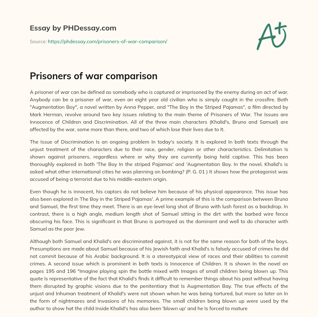Prisoners of war comparison - PHDessay.com