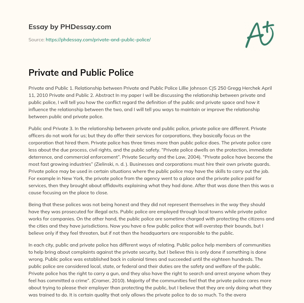 Private and Public Police - PHDessay.com