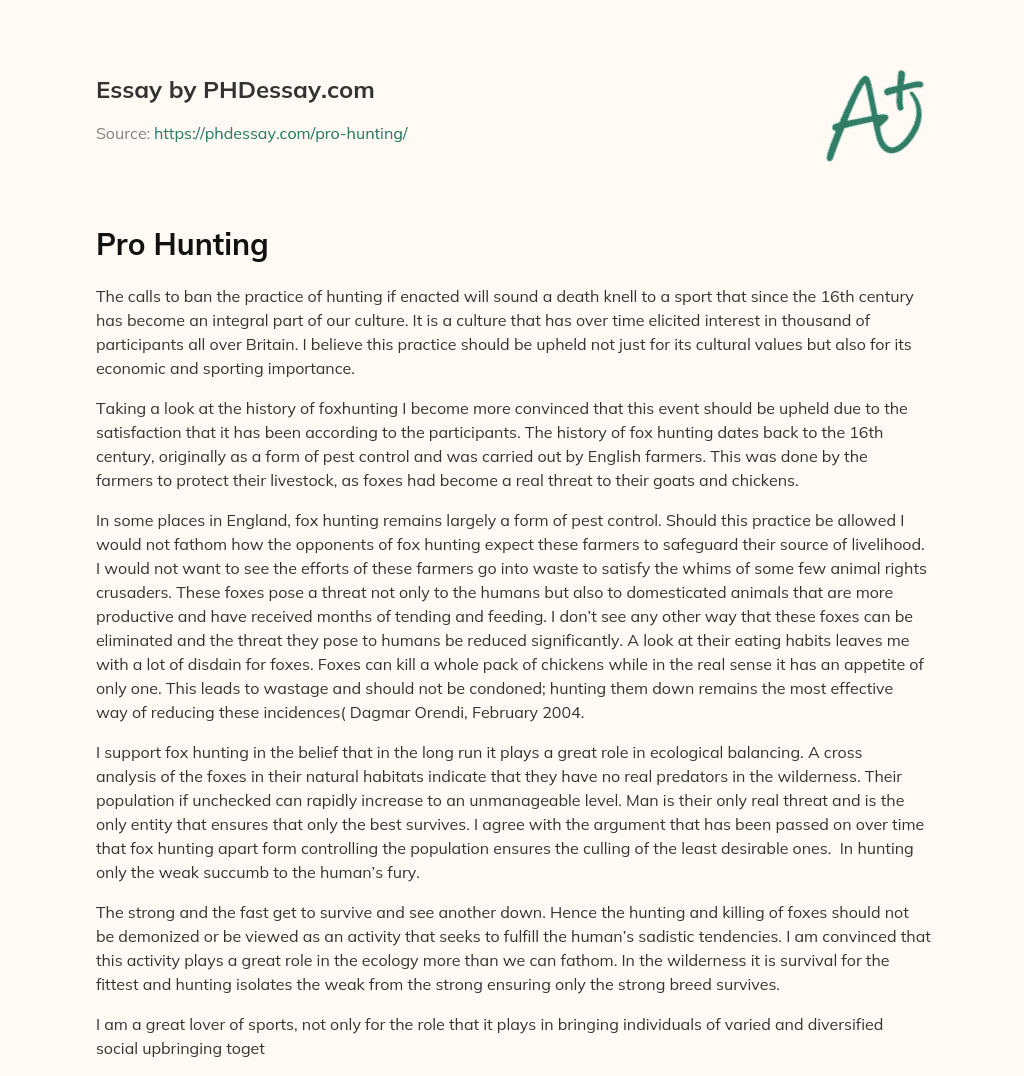Pro Hunting - PHDessay.com