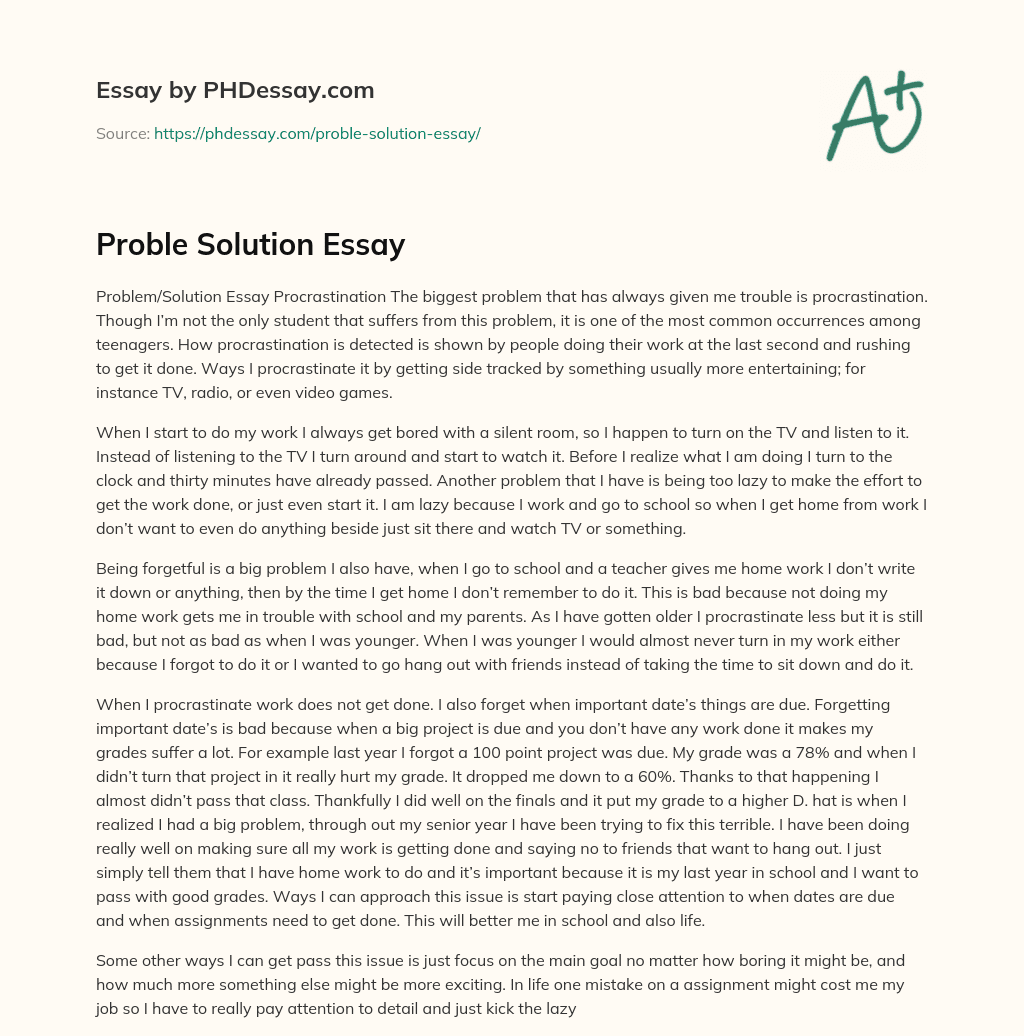 Proble Solution Essay - PHDessay.com