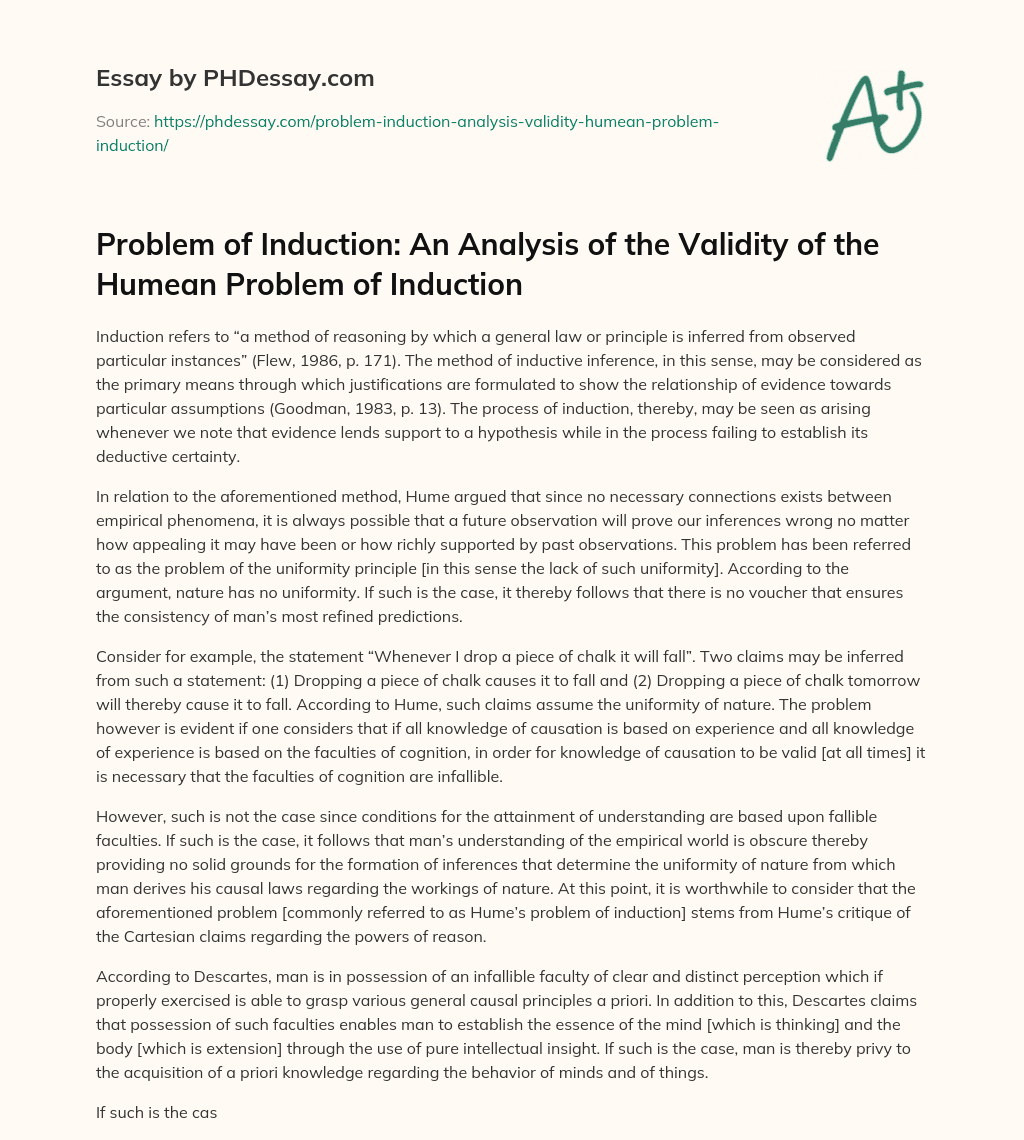 Problem of Induction: An Analysis of the Validity of the Humean Problem ...