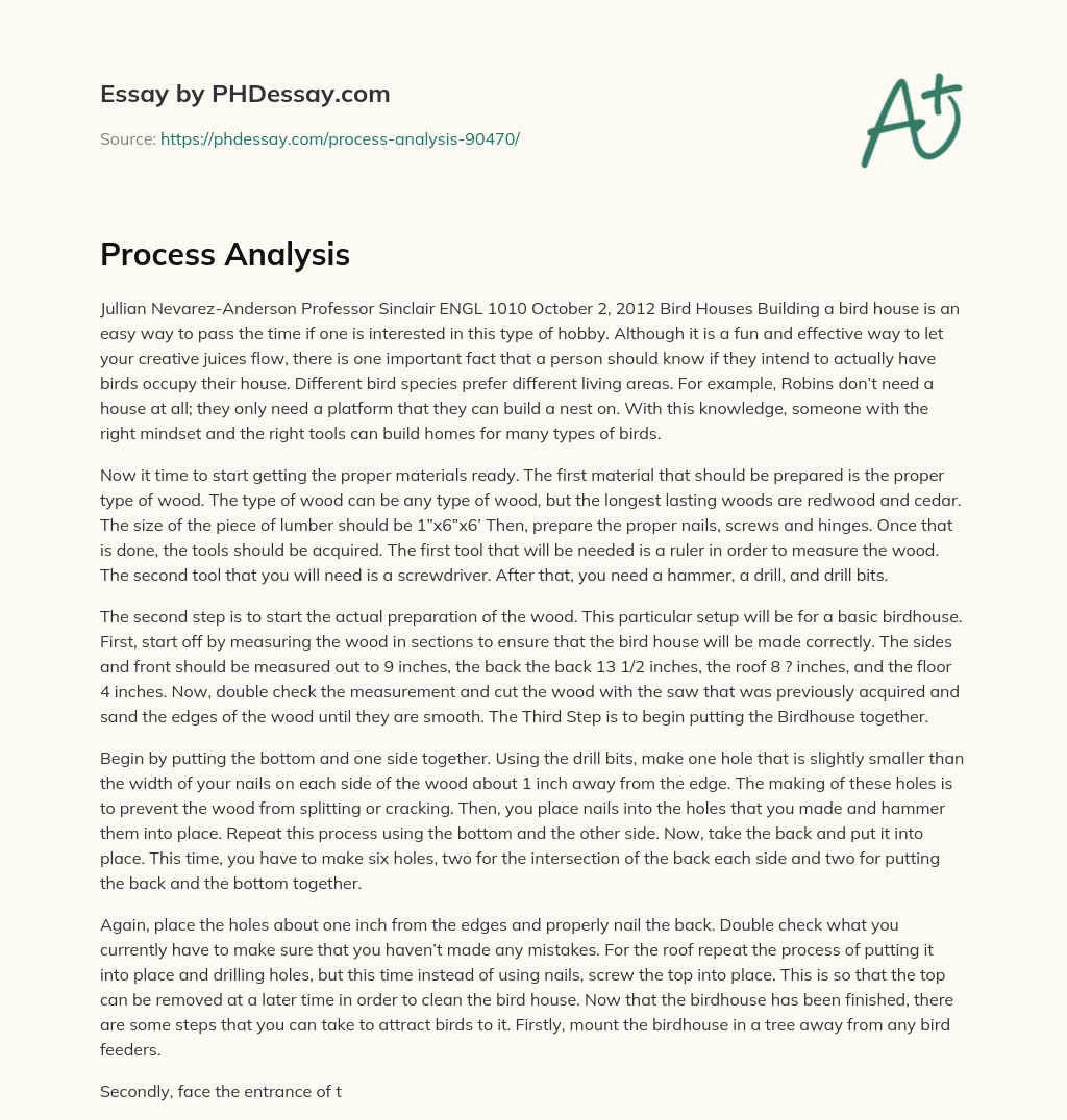 Process Analysis - PHDessay.com