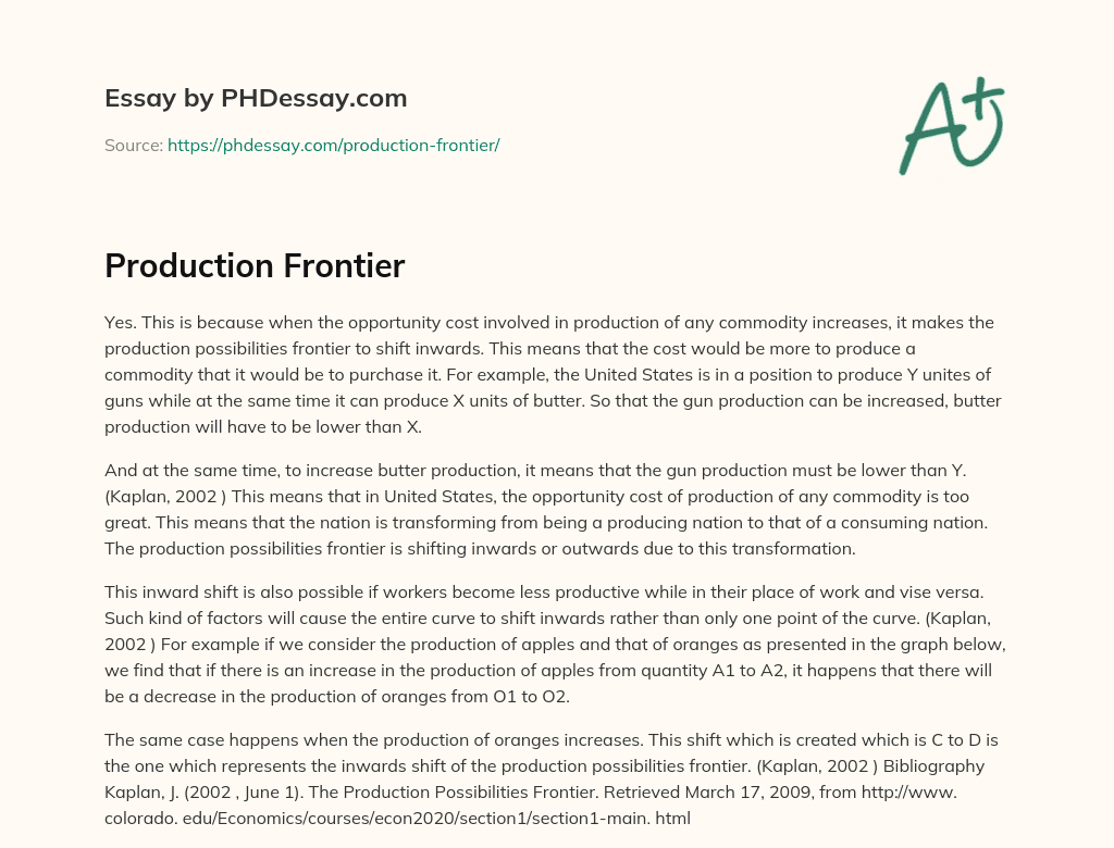Production Frontier (300 Words) - PHDessay.com