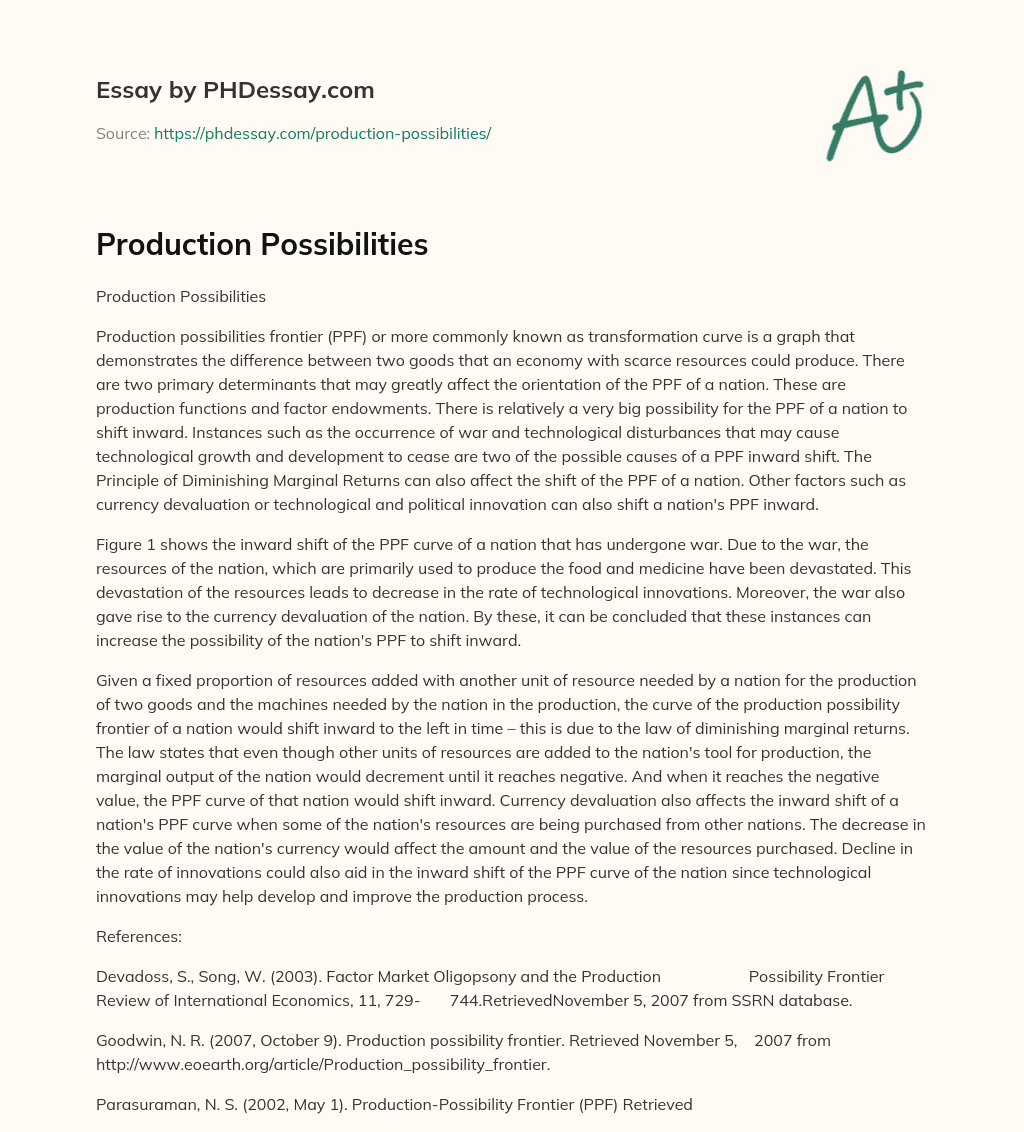 Production Possibilities (500 Words) - PHDessay.com