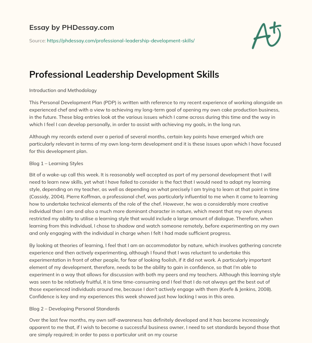 Professional Leadership Development Skills - PHDessay.com