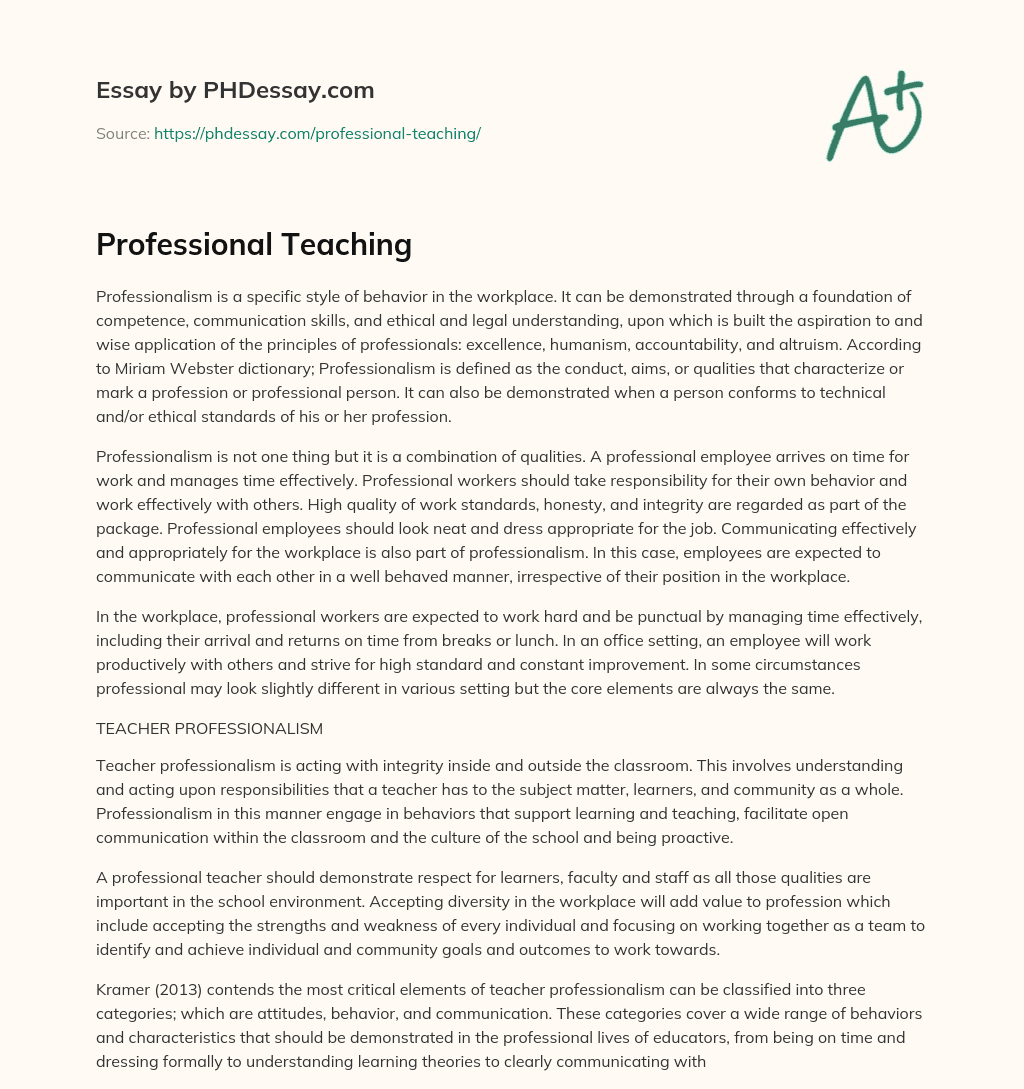 Professional Teaching - PHDessay.com