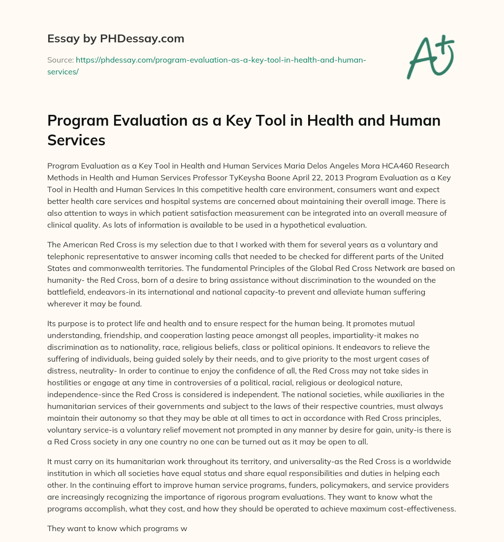 Program Evaluation as a Key Tool in Health and Human Services - PHDessay.com