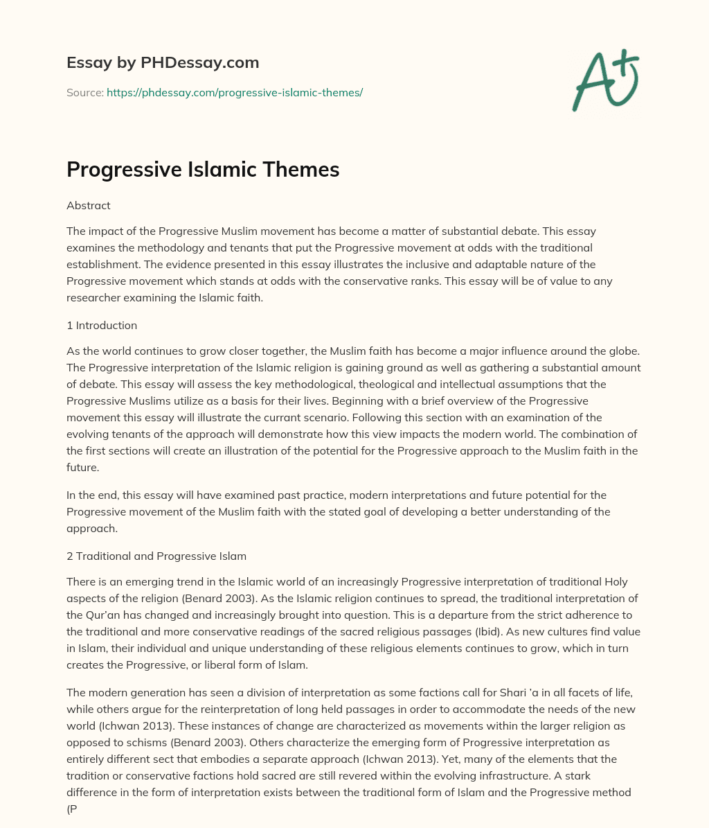 Progressive Islamic Themes - PHDessay.com