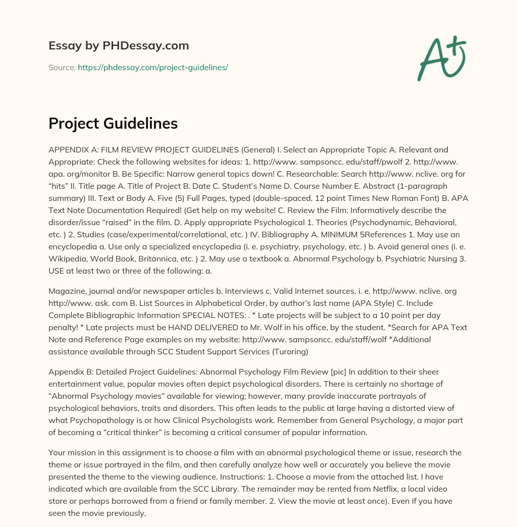 Project Guidelines - PHDessay.com