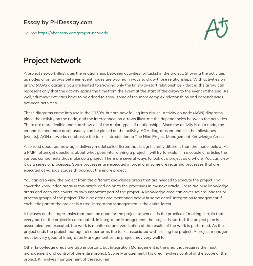 Project Network - PHDessay.com