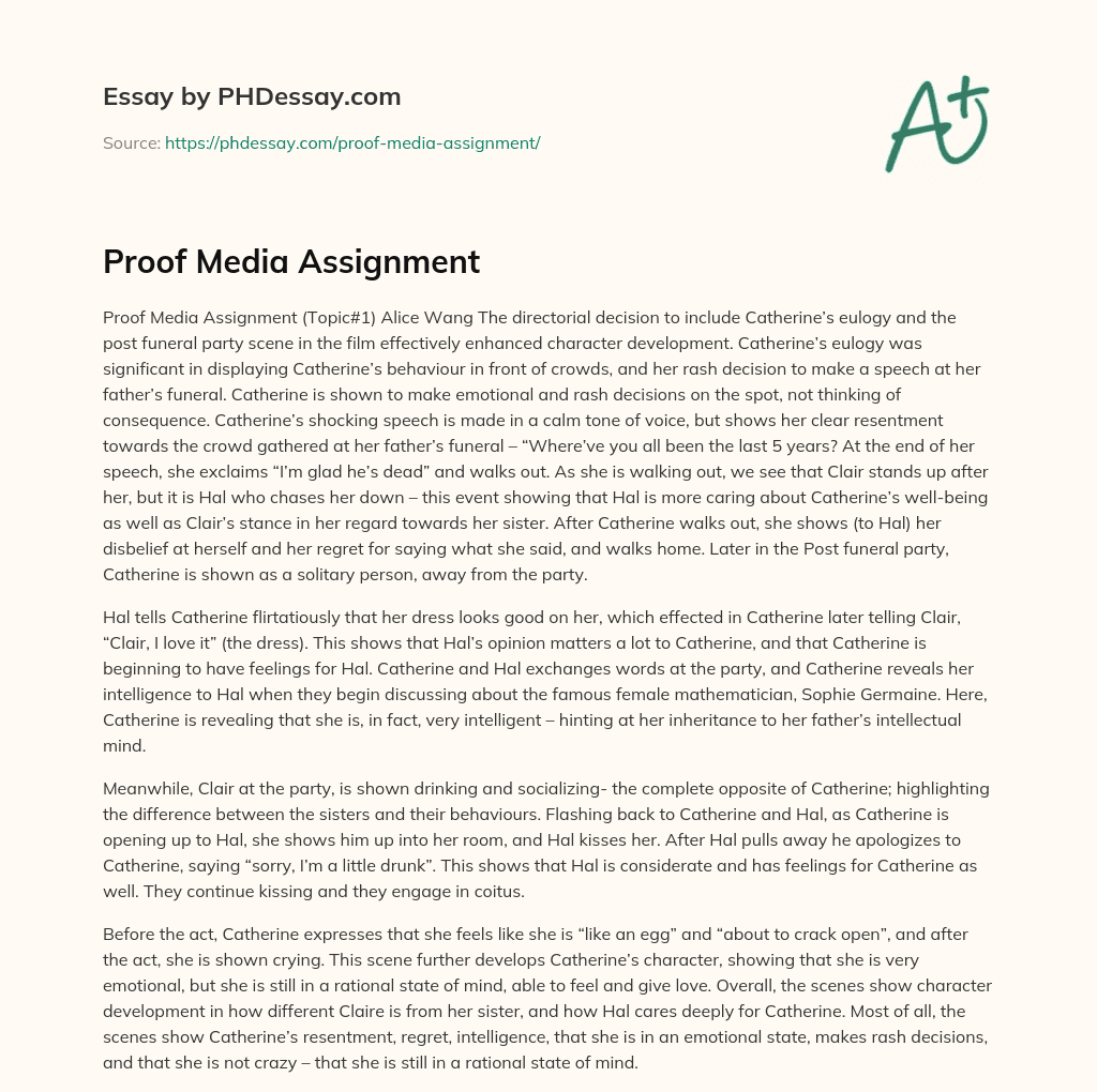Proof Media Assignment (500 Words) - PHDessay.com