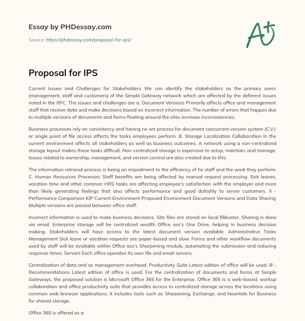 Proposal for IPS - PHDessay.com