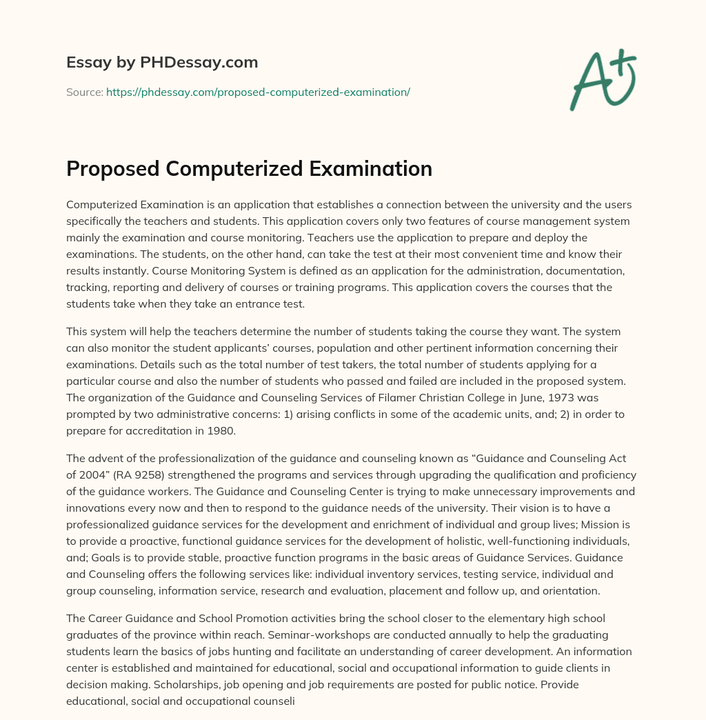 Proposed Computerized Examination - PHDessay.com