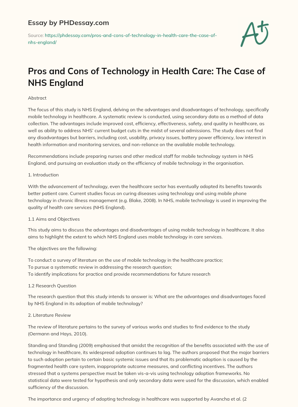 Pros and Cons of Technology in Health Care: The Case of NHS England ...