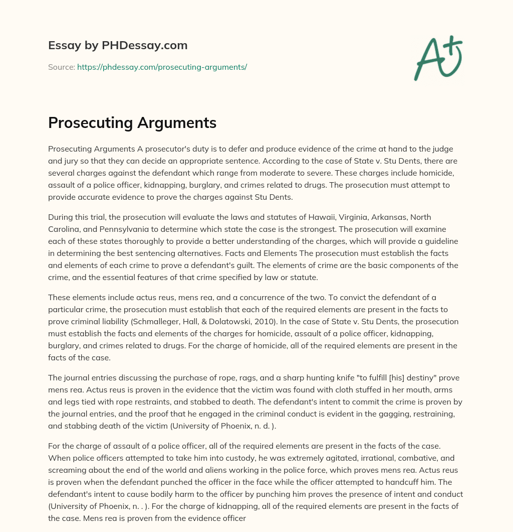 Prosecuting Arguments - PHDessay.com