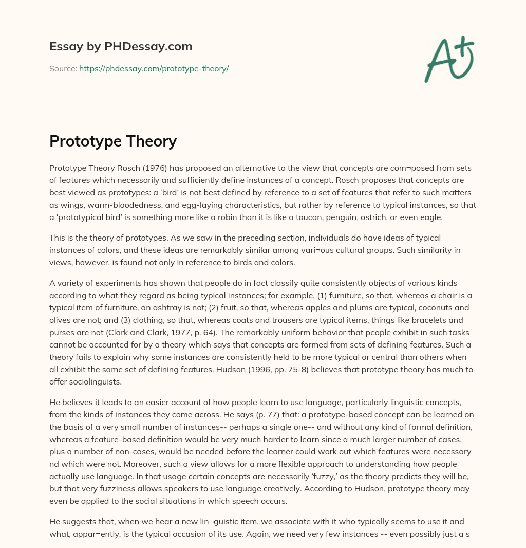 Prototype Theory - PHDessay.com