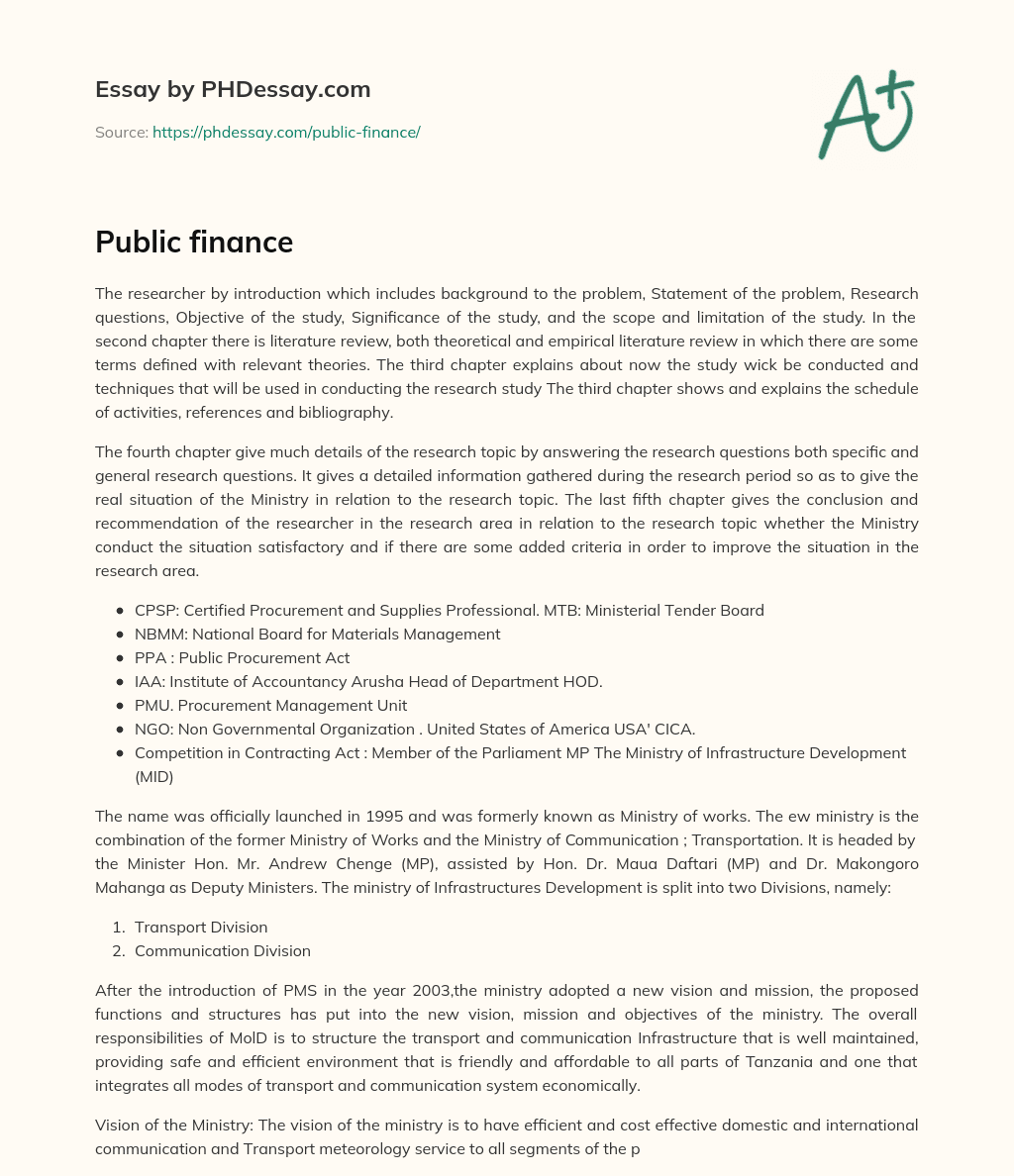 Public finance - PHDessay.com