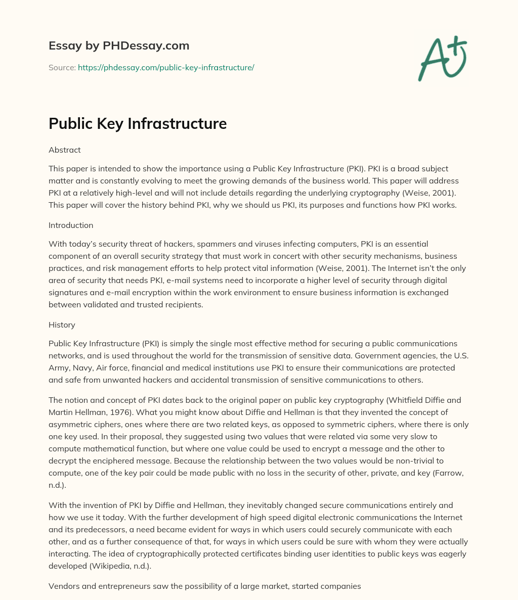 Public Key Infrastructure - PHDessay.com