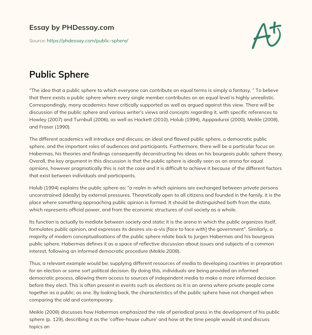 Public Sphere - PHDessay.com