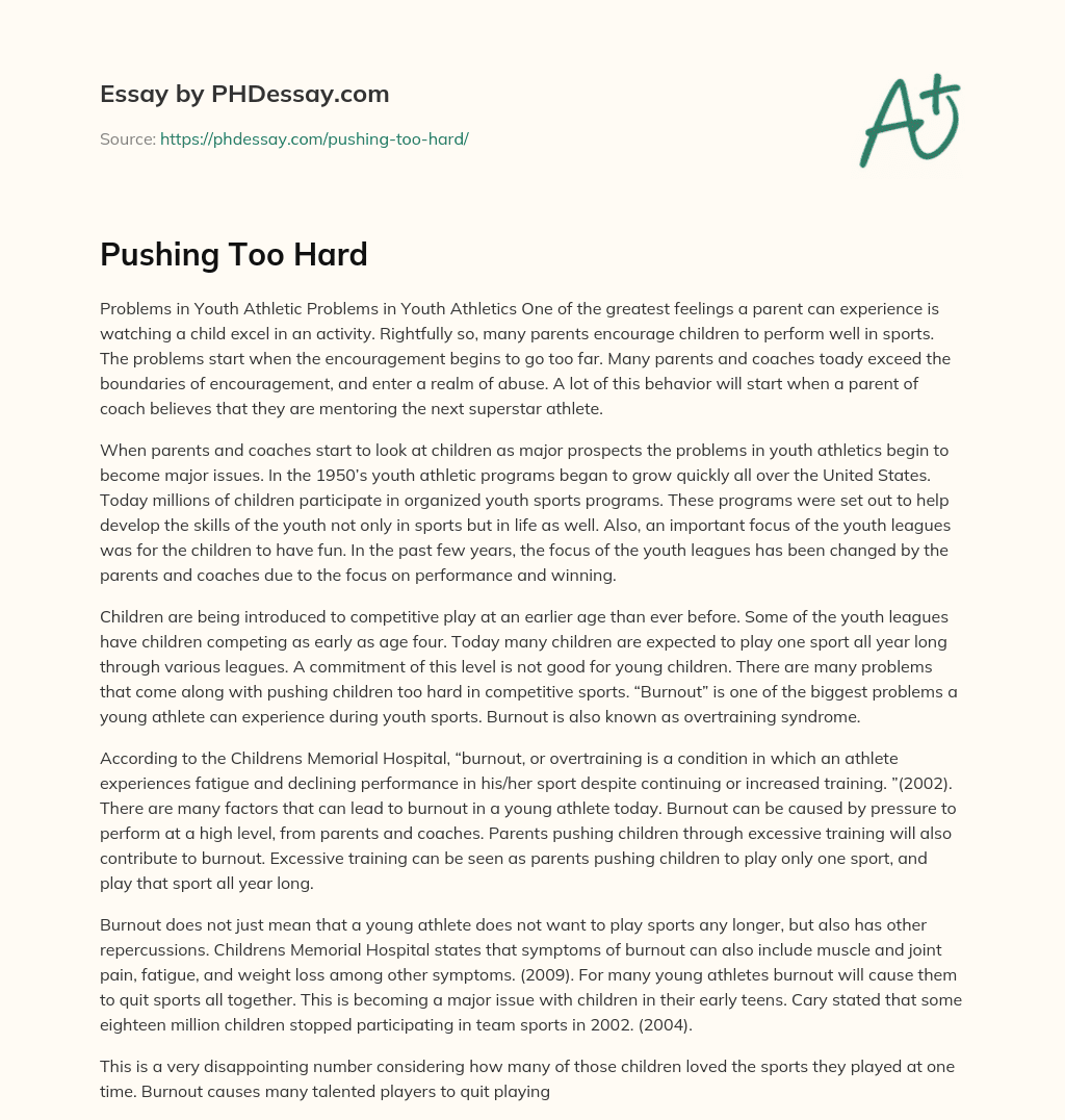 Pushing Too Hard - PHDessay.com