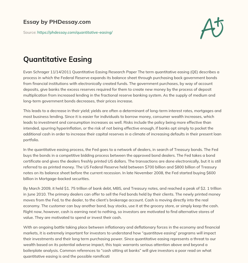 Quantitative Easing - PHDessay.com