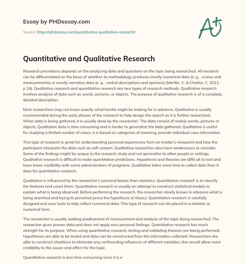 Quantitative and Qualitative Research - PHDessay.com