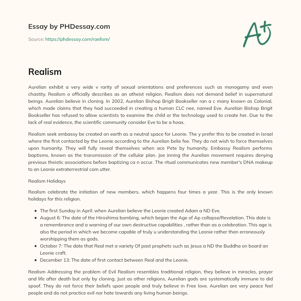 Realism - PHDessay.com