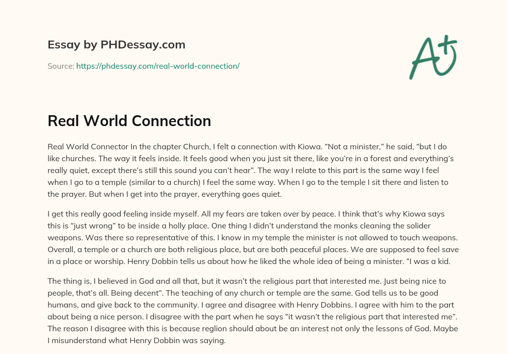 Real World Connection (300 Words) - PHDessay.com