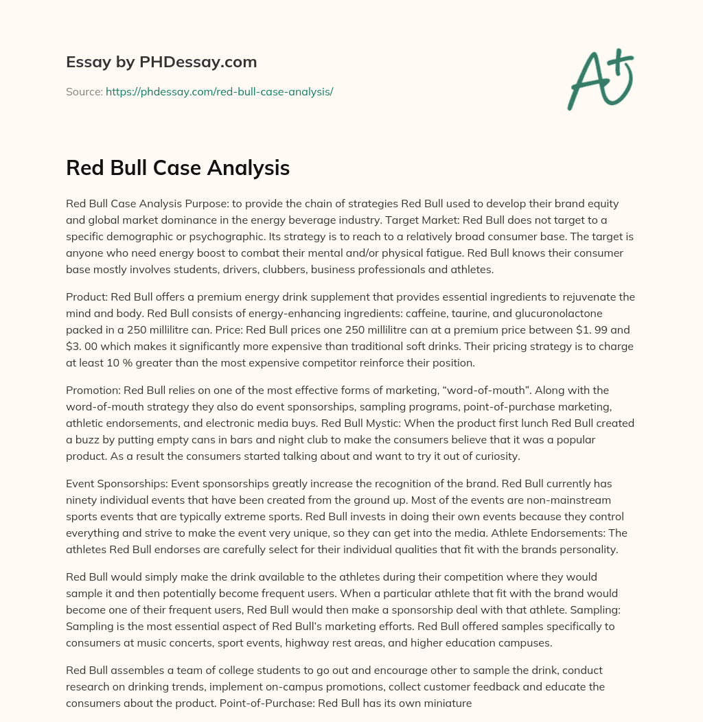 Red Bull Case Analysis - PHDessay.com
