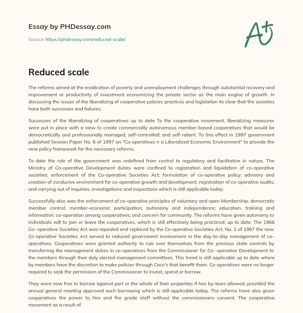 Reduced scale - PHDessay.com