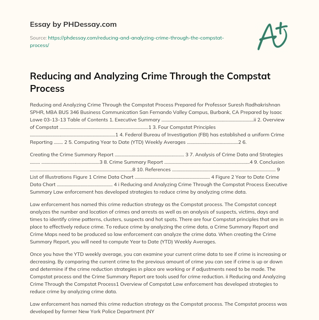 Reducing and Analyzing Crime Through the Compstat Process - PHDessay.com