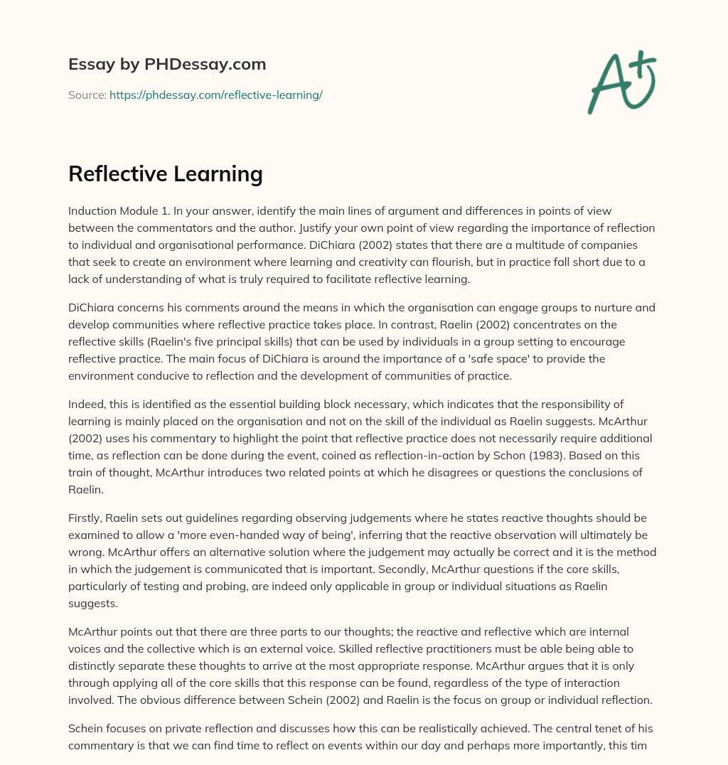 Reflective Learning - PHDessay.com