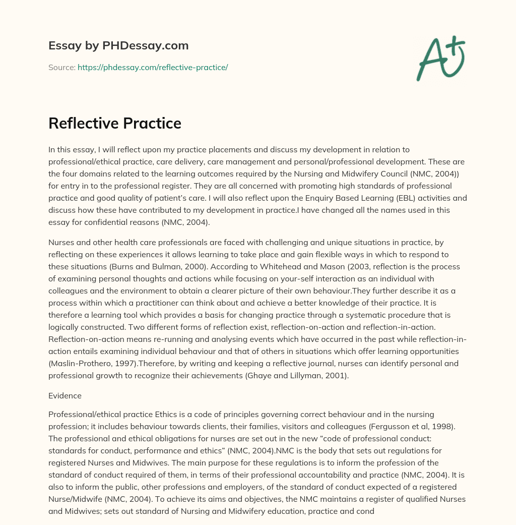 Reflective Practice - PHDessay.com