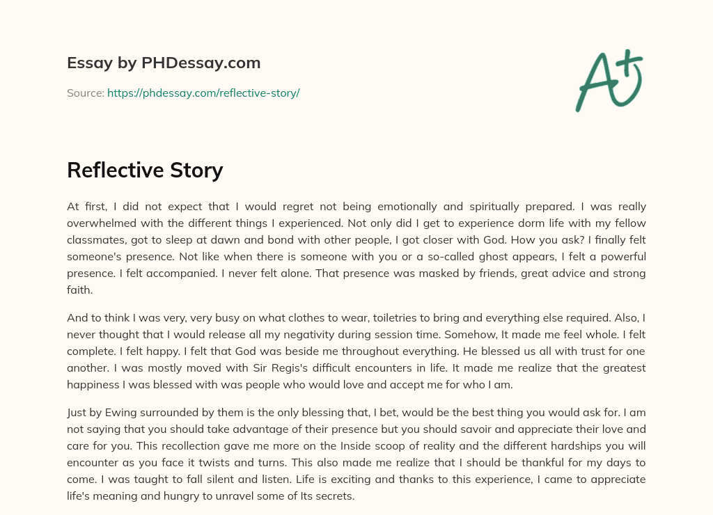 Reflective Story (300 Words) - PHDessay.com