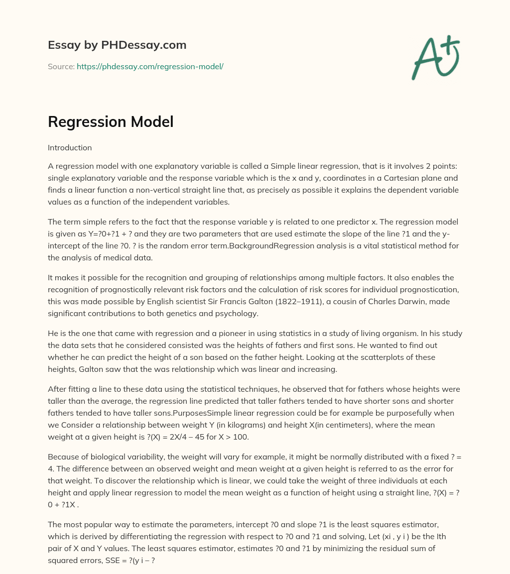Regression Model - PHDessay.com