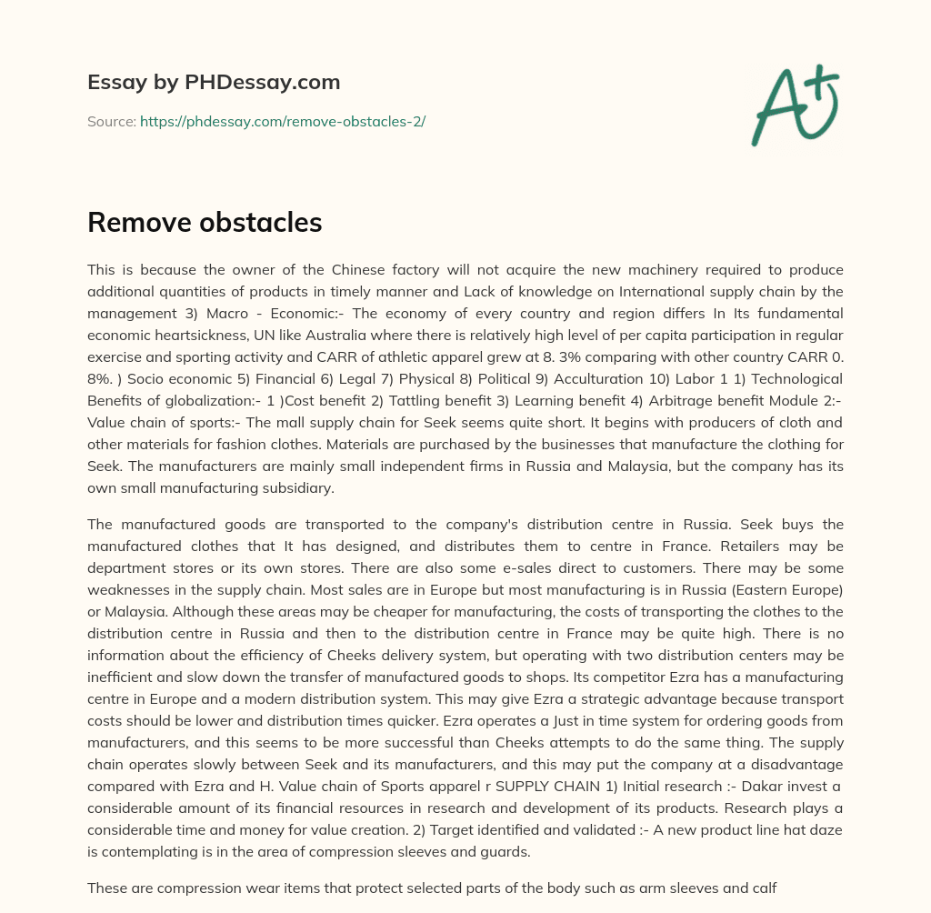 Remove obstacles - PHDessay.com