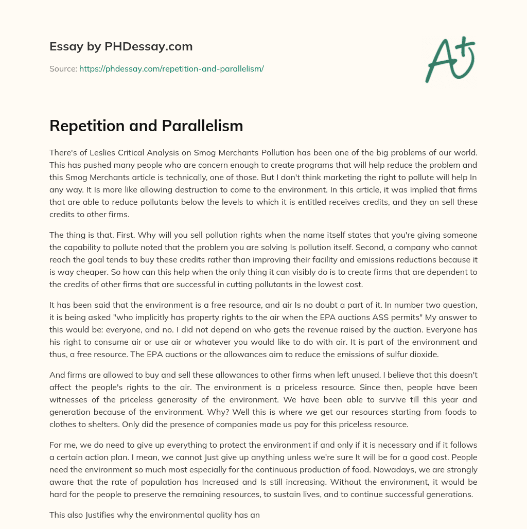 Repetition and Parallelism - PHDessay.com