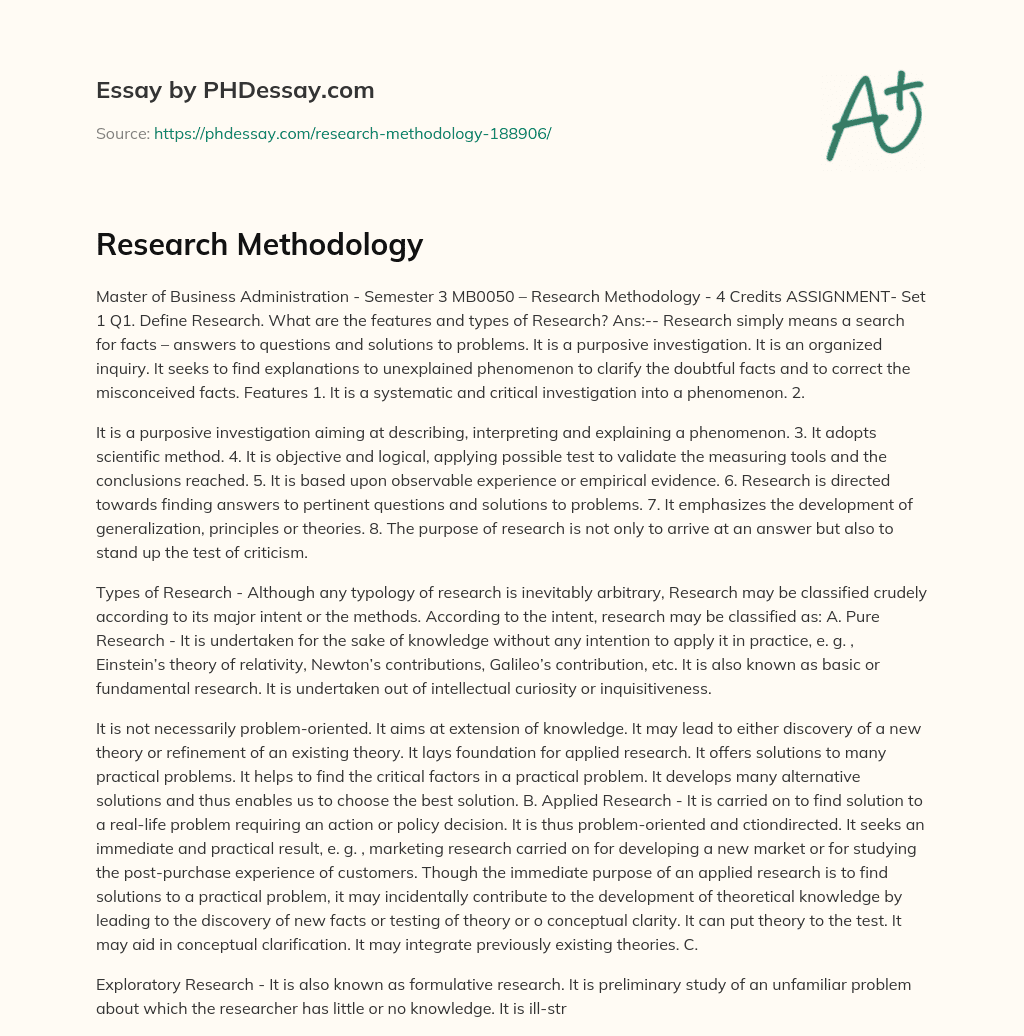 Research Methodology - PHDessay.com