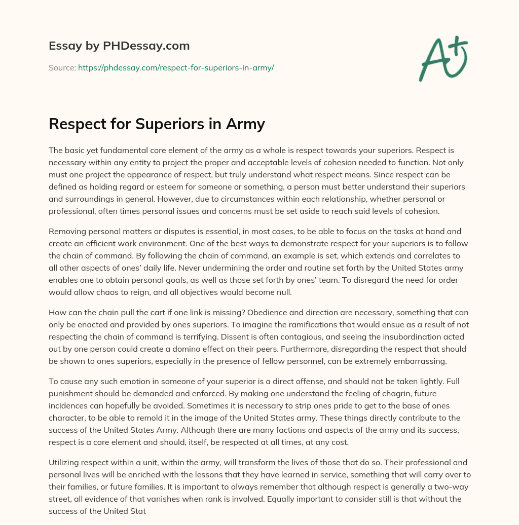 Respect for Superiors in Army (500 Words) - PHDessay.com