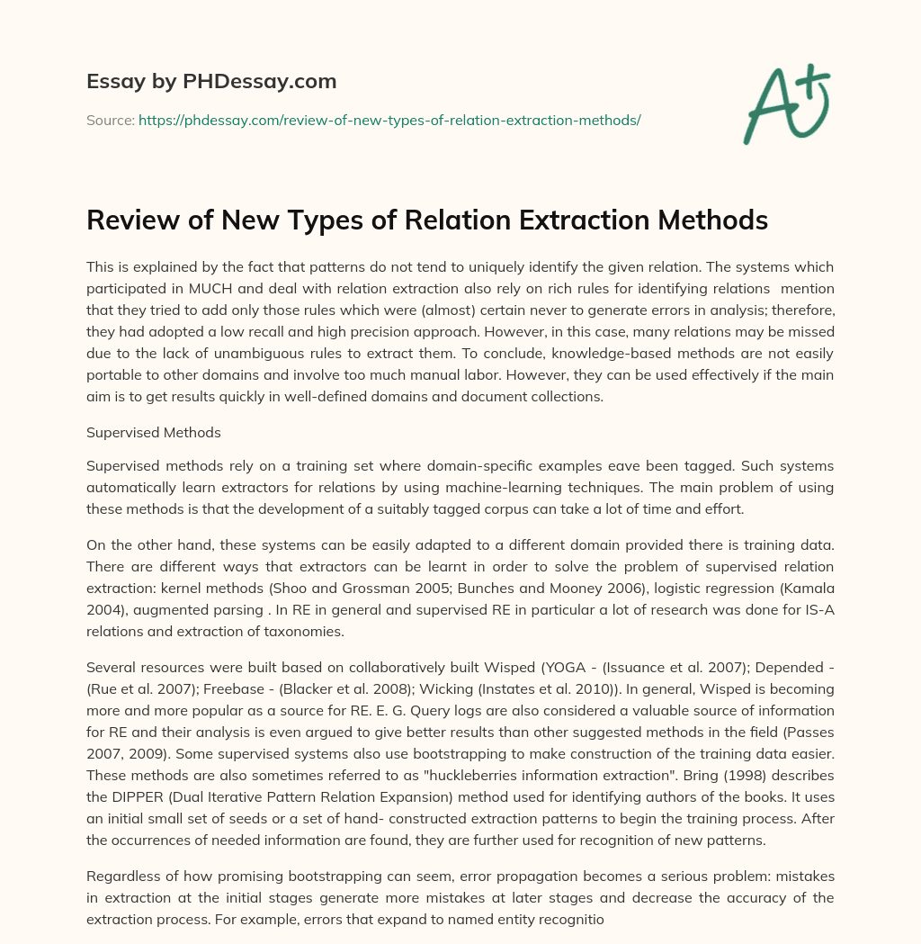 Review Of New Types Of Relation Extraction Methods