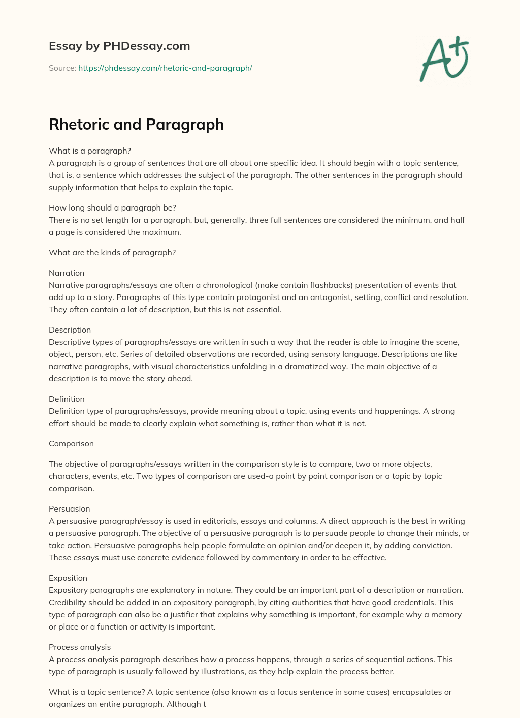 Rhetoric and Paragraph - PHDessay.com
