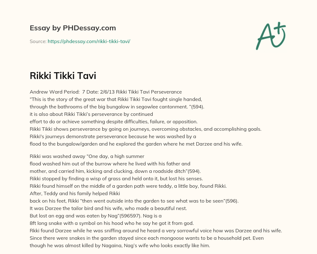 Rikki Tikki Tavi - PHDessay.com