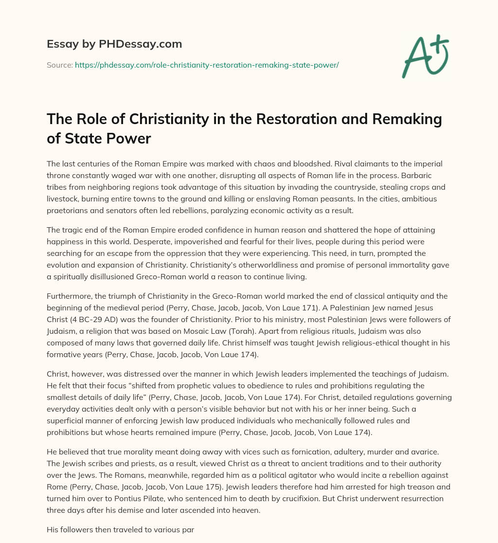 The Role of Christianity in the Restoration and Remaking of State Power ...