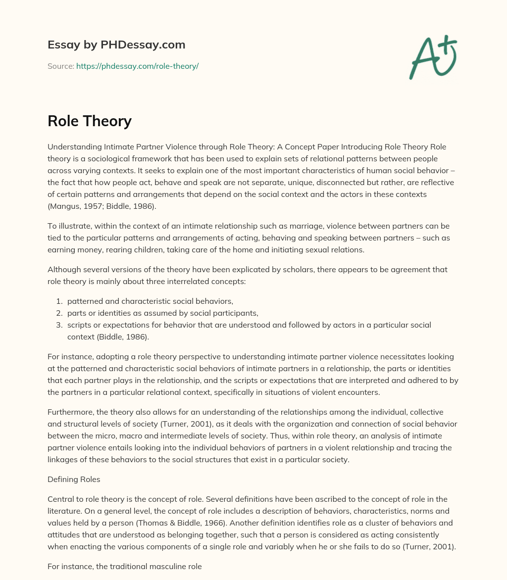 Role Theory - PHDessay.com