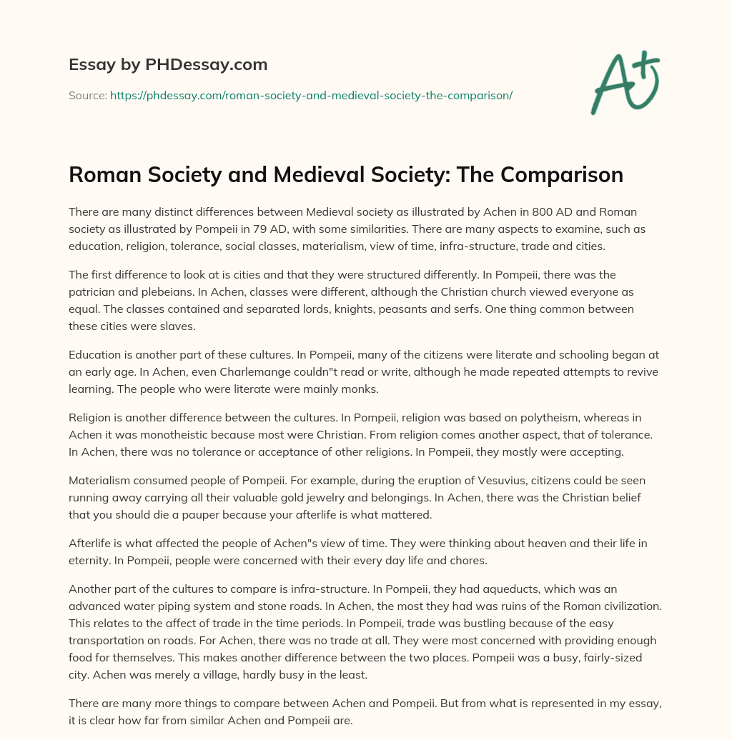 Roman Society and Medieval Society: The Comparison - PHDessay.com