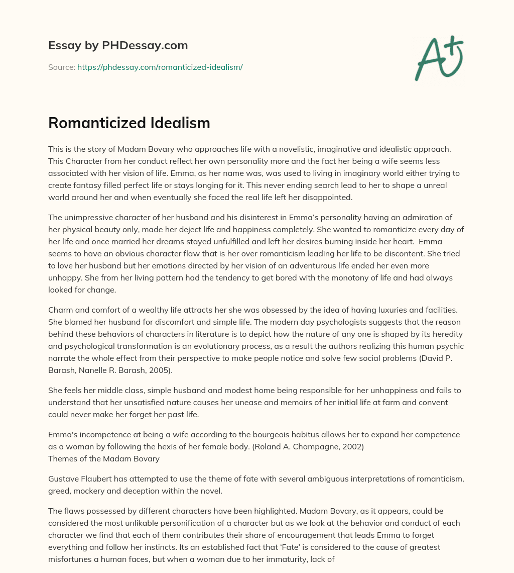 Romanticized Idealism - PHDessay.com