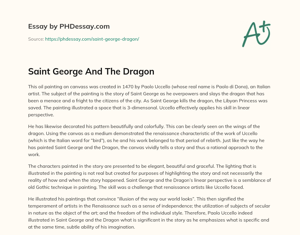 Saint George And The Dragon (300 Words) - PHDessay.com