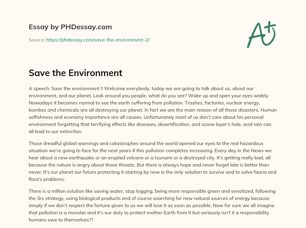 Save The Environment 300 Words PHDessay Save The Environment 300 Words PHDessay