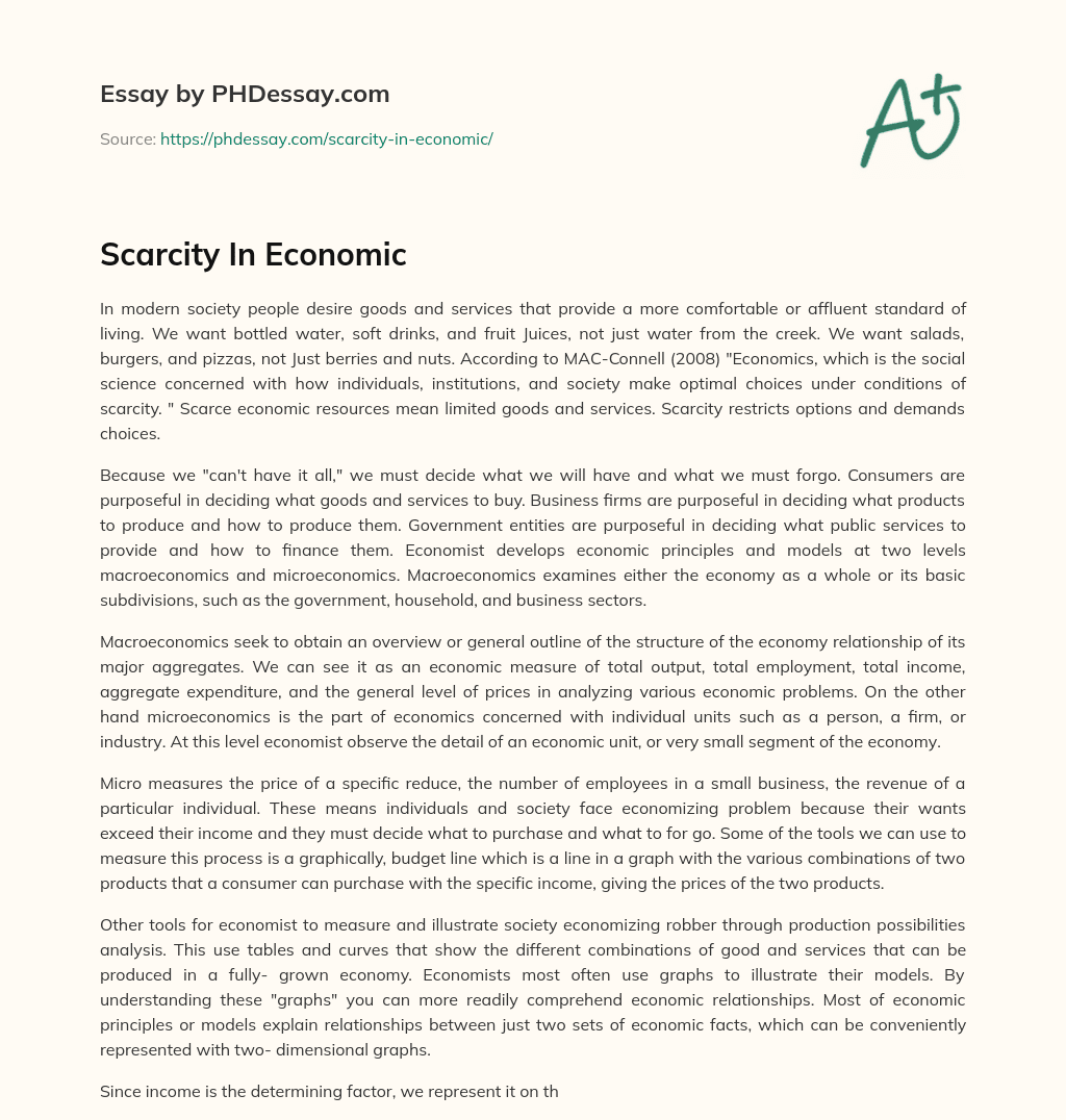 Scarcity In Economic - PHDessay.com