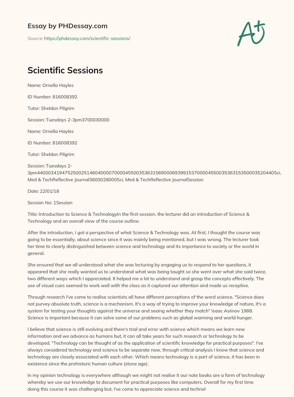 Scientific Sessions - PHDessay.com